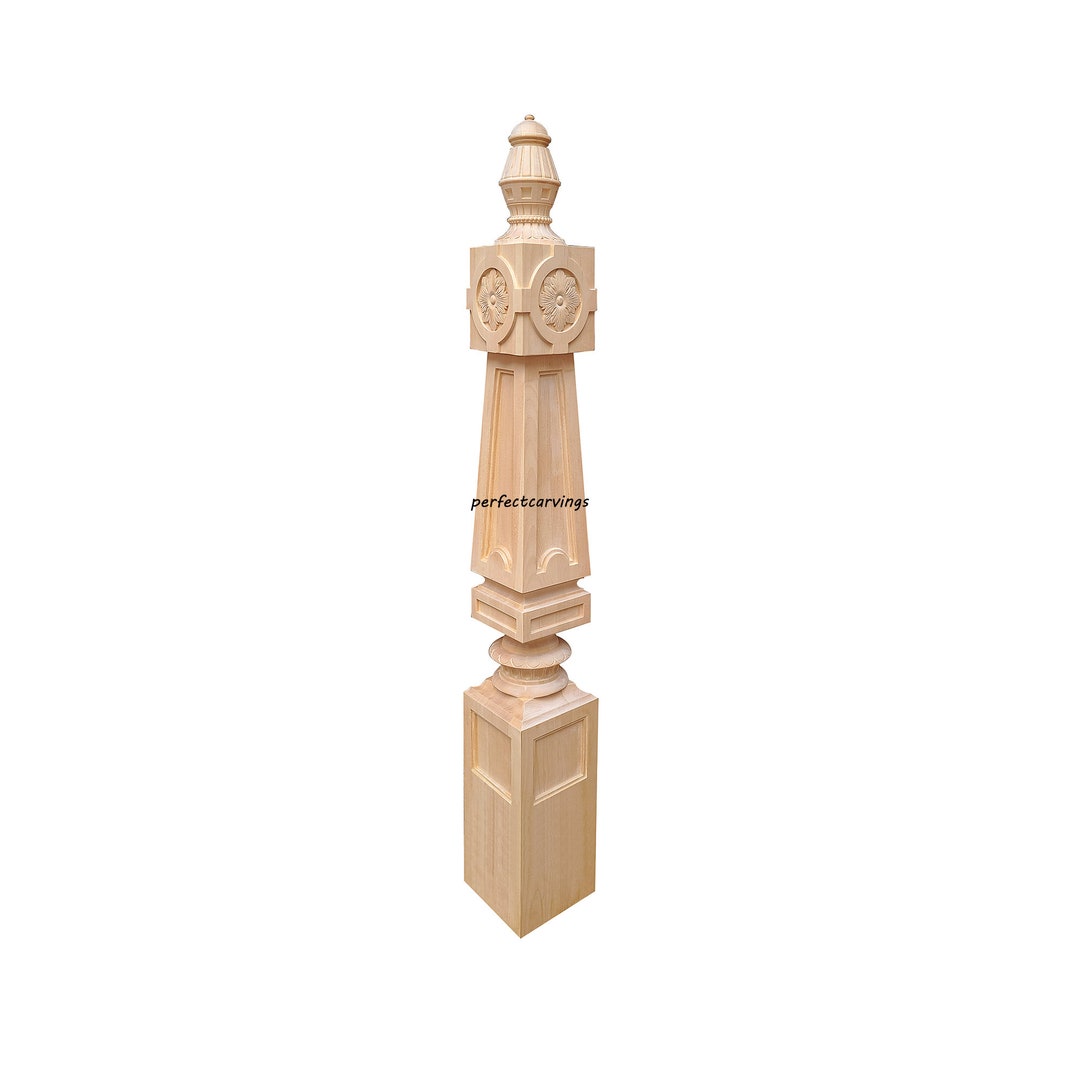 NWL-06 Solid Carved 44-3/8"h Stair Newel Post, Single, Unfinished - Etsy