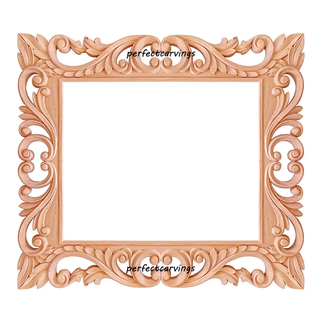 Wood Leaf Scroll Carved 27-1/2x31-1/2 Wall Mirror Picture Frame - Etsy