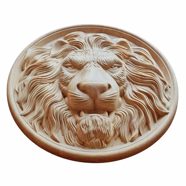 PAIR of Majestic Wood Carved Lion Rosettes, Furniture Rosettes ...