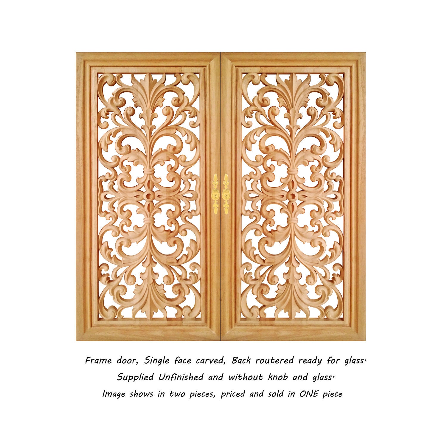 Framed Cabinet Glass Door, Single Face Carved Look-through Cabinet ...