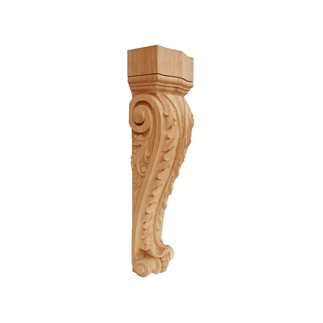 PAIR of Elegant Curved Leaf Carved Corbels, Pilaster Corbels, Door ...