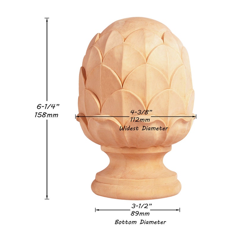 Traditional Pineapple Carved Wood Finial for Stair Post and Curtain Rod ...