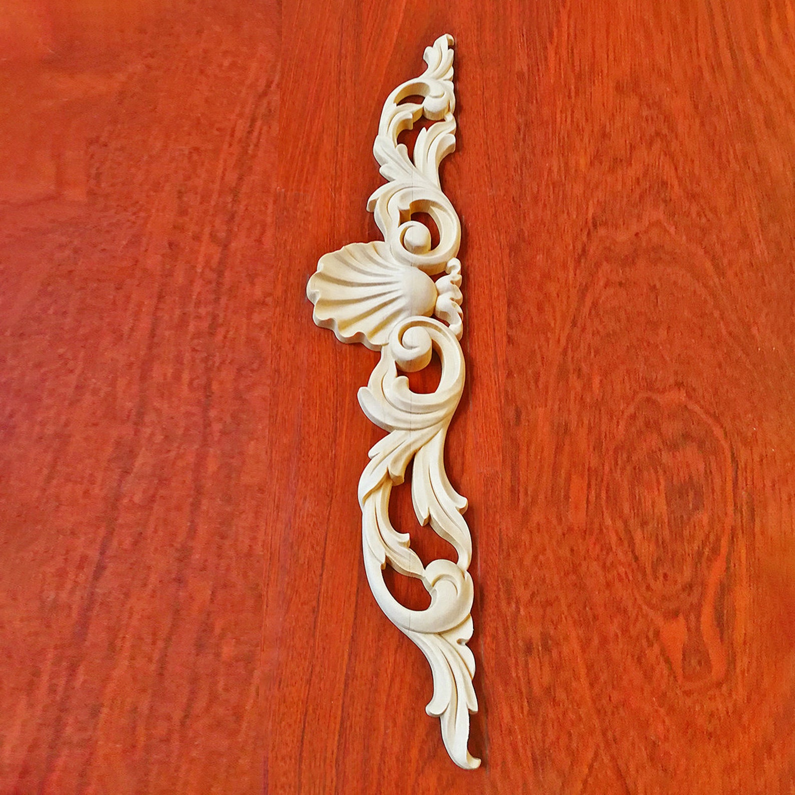Elegant Acanthus Shell Carved 16" & 22-1/4"w Wood Applique, Furniture ...
