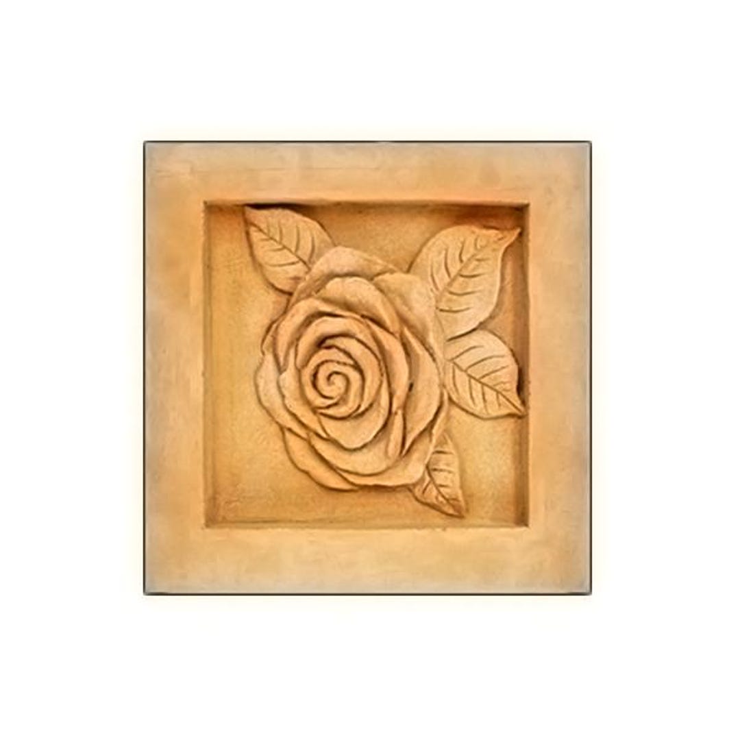 PAIR of Delicate Rose Carved Wooden Square Blocks, Architrave Blocks ...