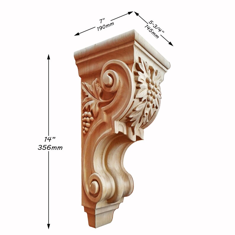 2PCS Grape Leaf Carved 10 & 14h Wood Corbel - Etsy