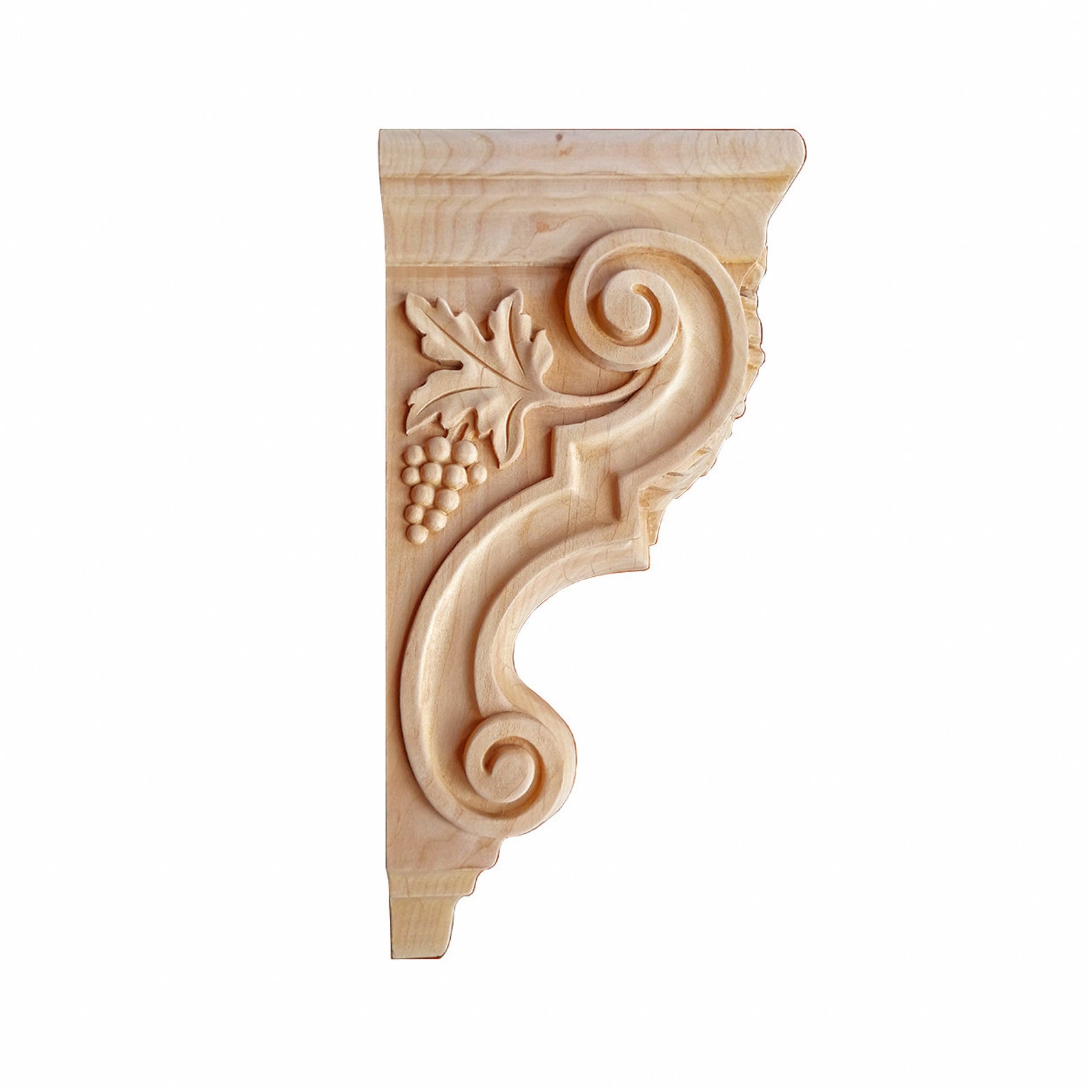 2PCS Grape Leaf Carved 10 & 14h Wood Corbel - Etsy
