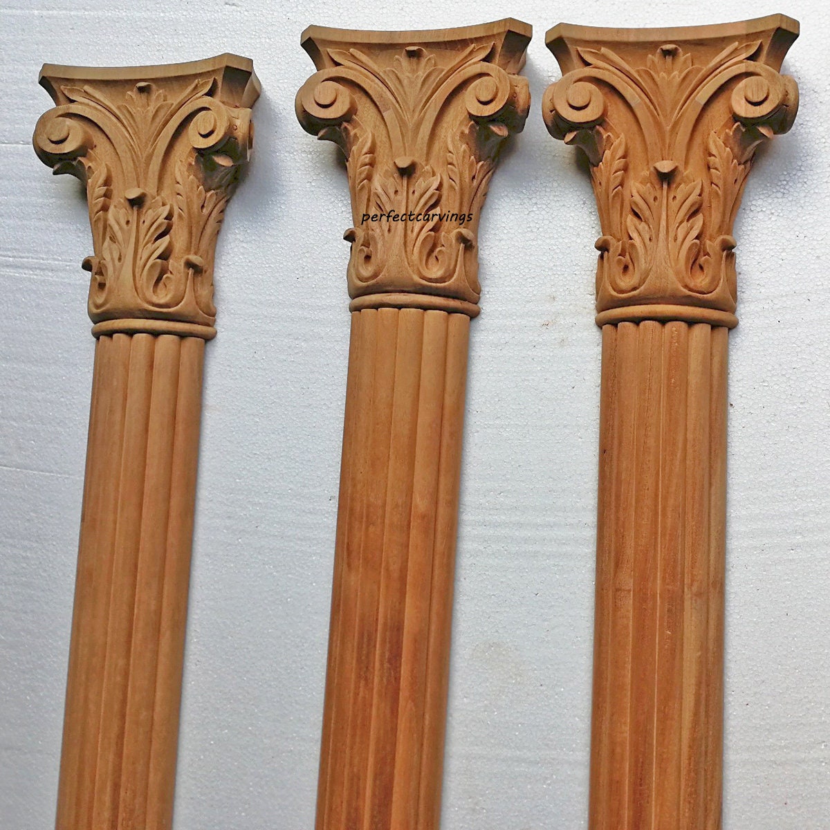 Triple Layers Leaf Carved Wood Capital for 4"w Column - Etsy