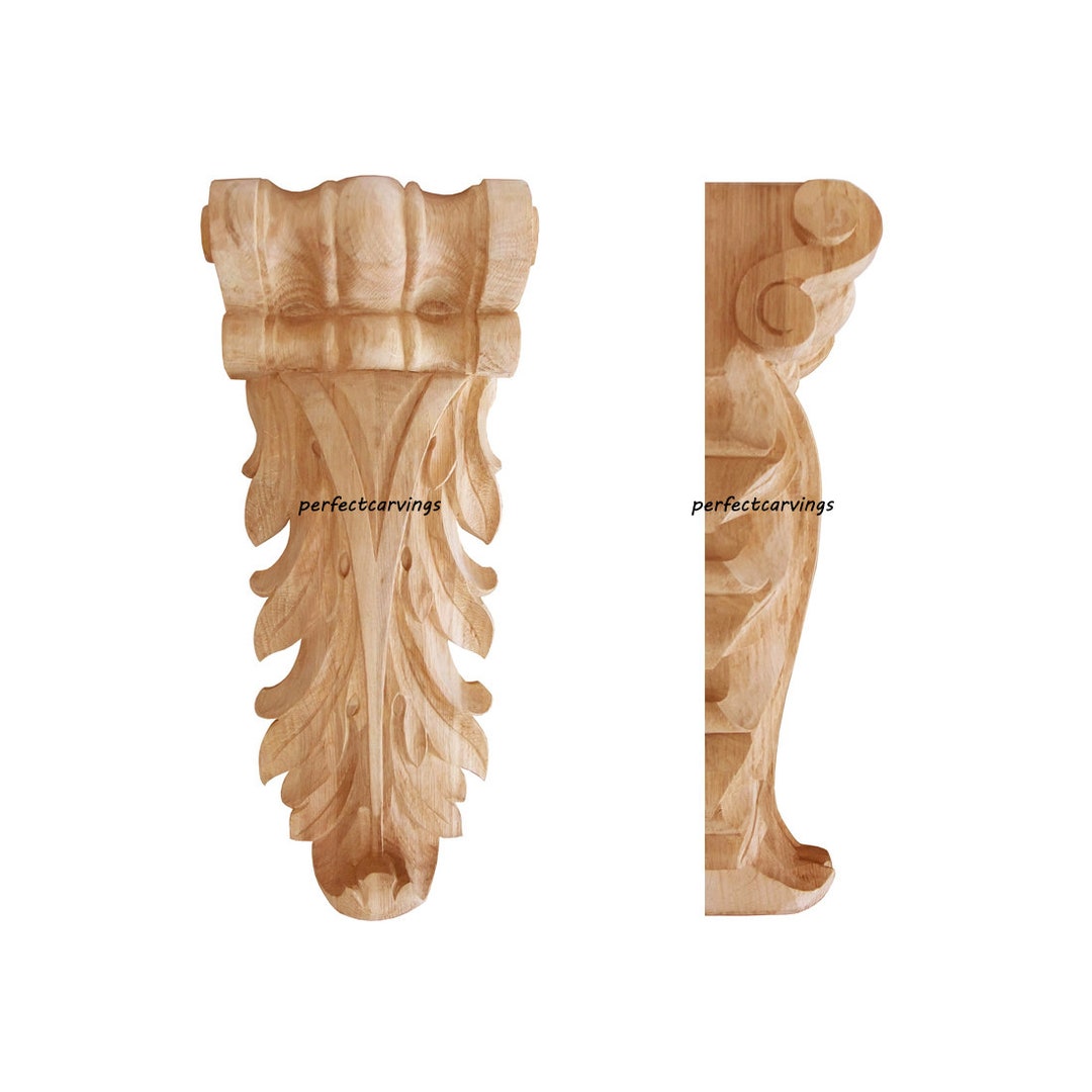 2PCS Scroll Leaf Carved 10 & 12 H Connection Wood - Etsy