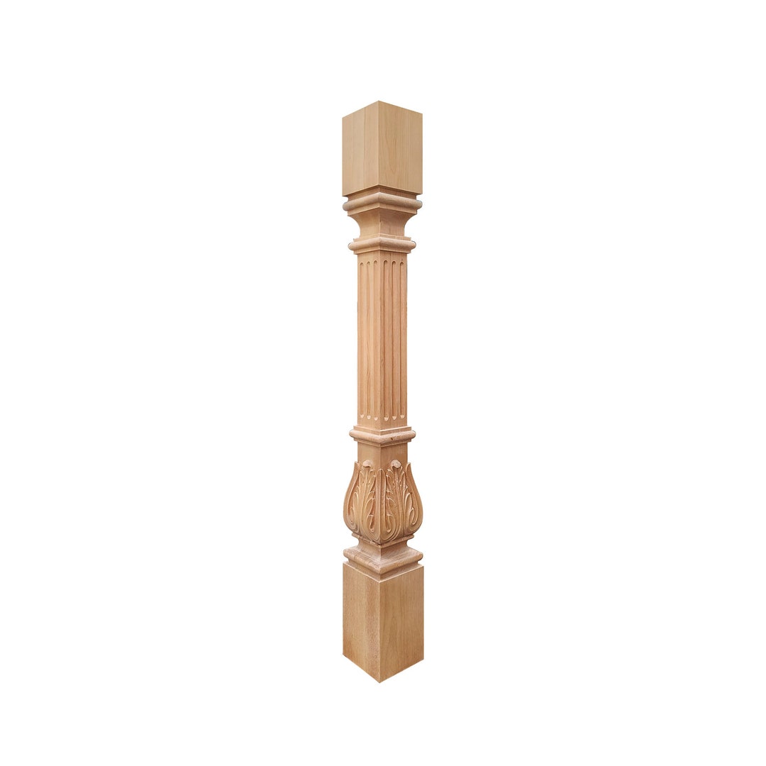 PAIR of CLM-29 Leaf Flute Carved Island Posts, Square Columns, Island ...