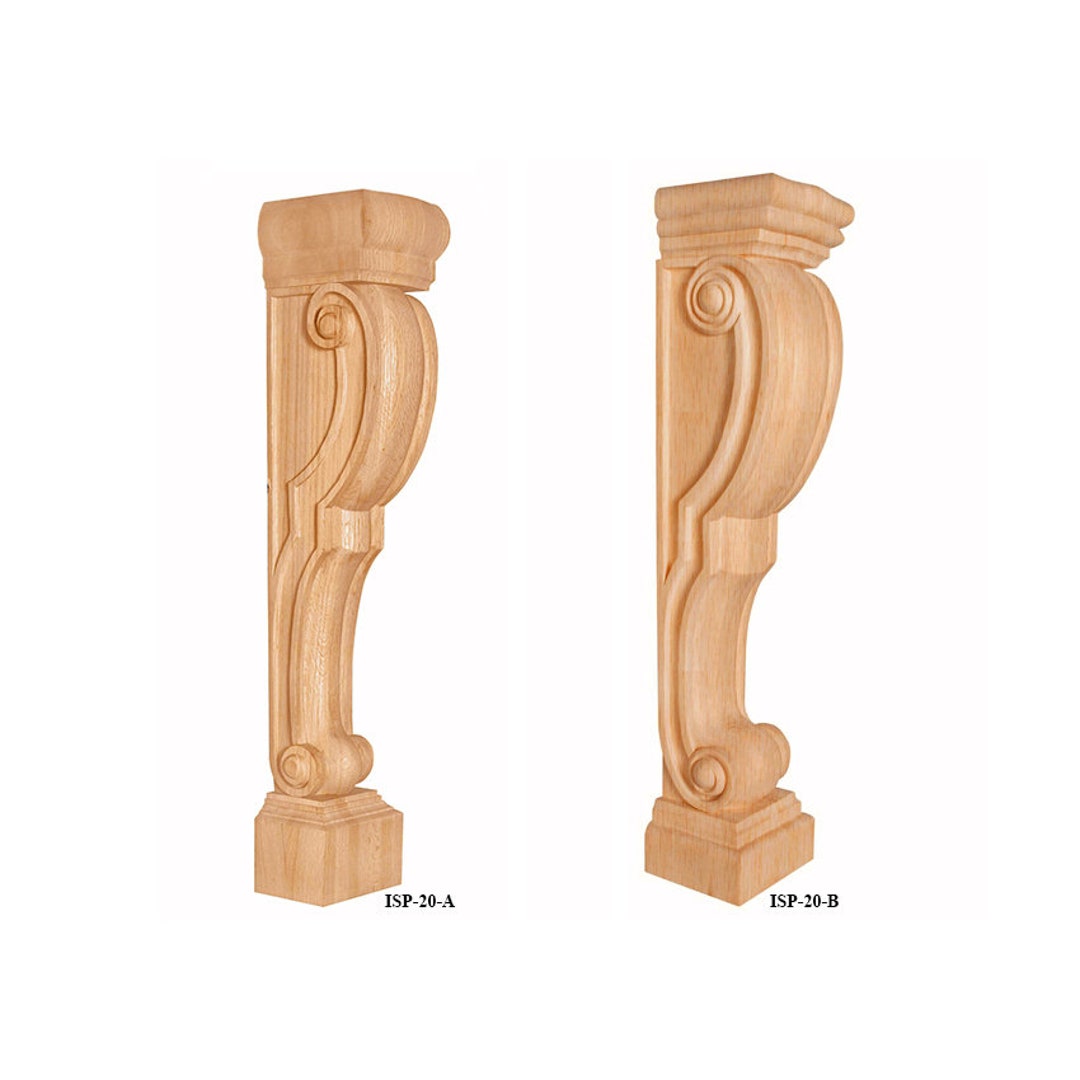 PAIR of ISP-20 Solid Carved Traditional Island Posts, 7"wx6-1/2"dx36"h ...