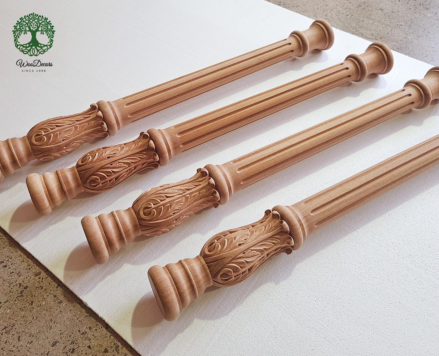 34-1/2" High Acanthus Carved Fluted Half-round & Full-round Wood Column ...