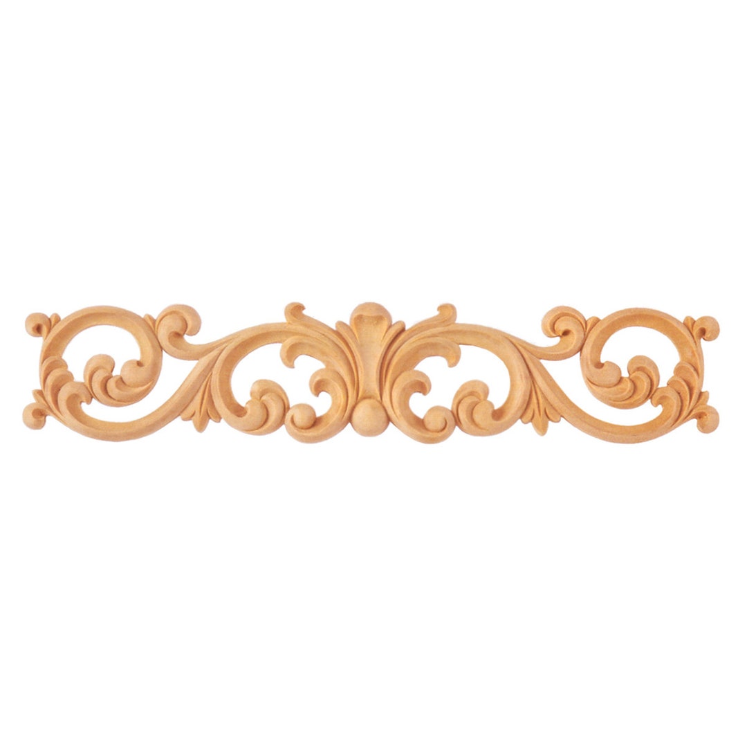 Elegant Wood Carved Leaf Vine Scroll Applique, 16-3/4"wx3-1/2"h - Etsy