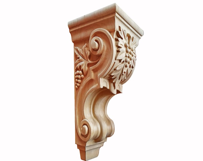 PAIR of Grape Leaf Carved 10" & 14"h Wood Corbel - Etsy