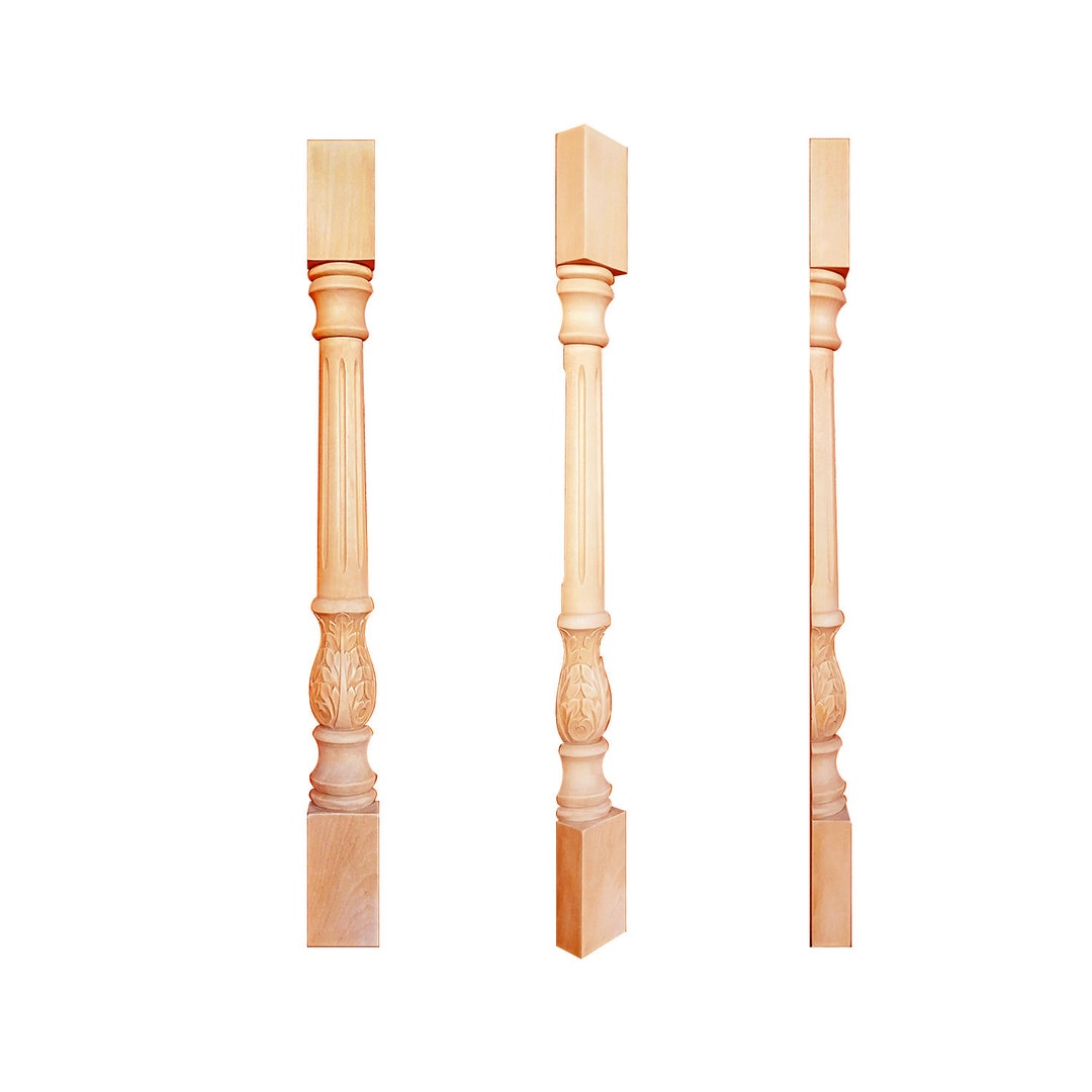 2PCS Small Wood Carved 21-1/2h Fluted Half Cut Cabinet Column - Etsy