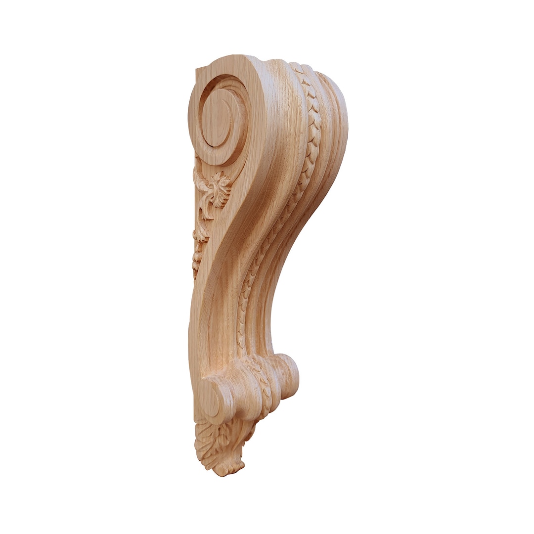 PAIR of Elegant Curvedwood Corbels for Door Surround and Mantel, 4"wx4 ...
