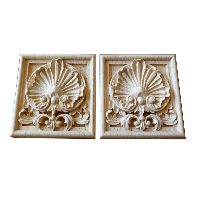 2PCS Beautiful Shell Leaf Corner Block Onlay - Etsy