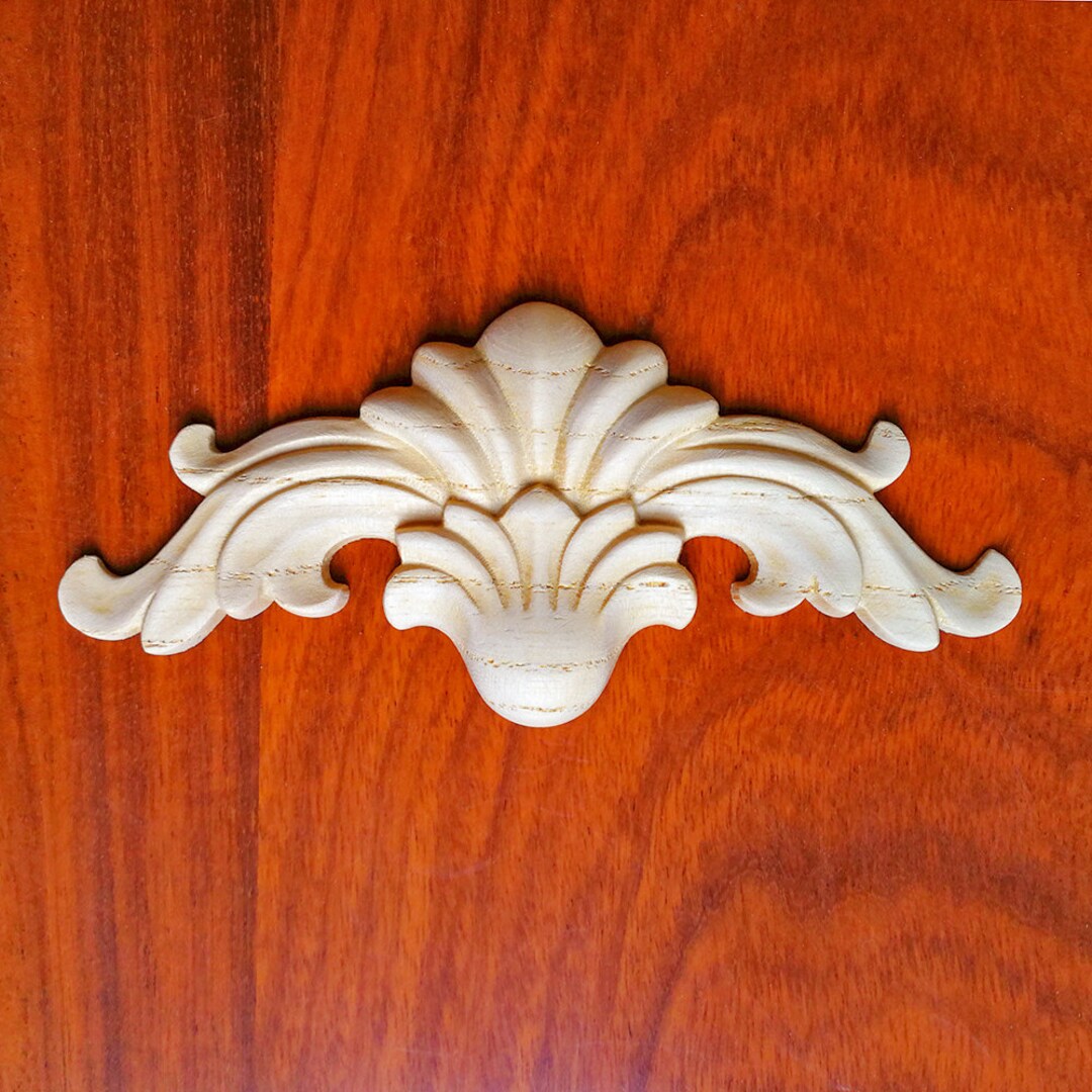 2PCS Shell Leaf Wood Carved 5-1/4w Applique Onlay - Etsy