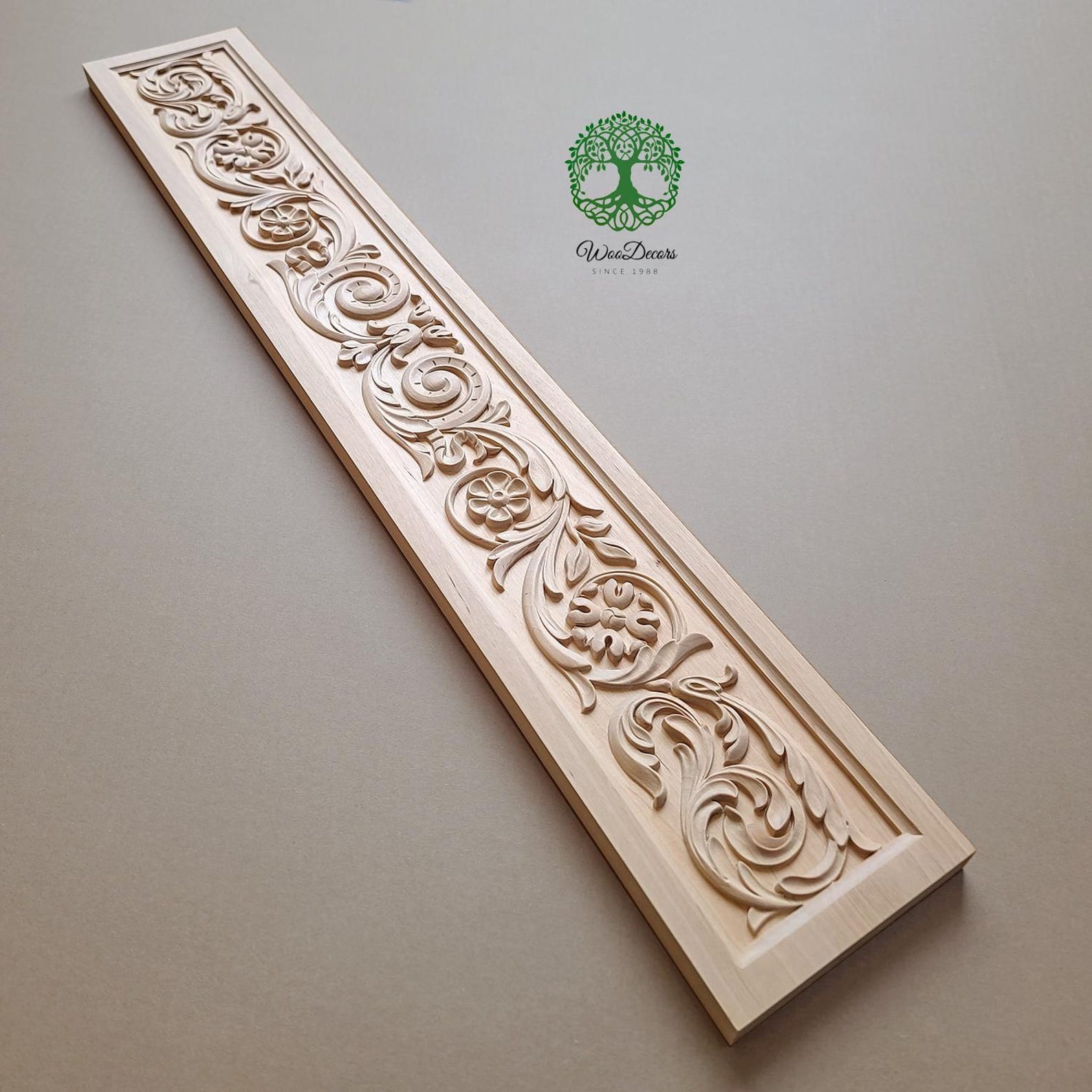 Floral Vine Carved Wood Panel, 38”wx6”h, Single, Unfinished - Etsy