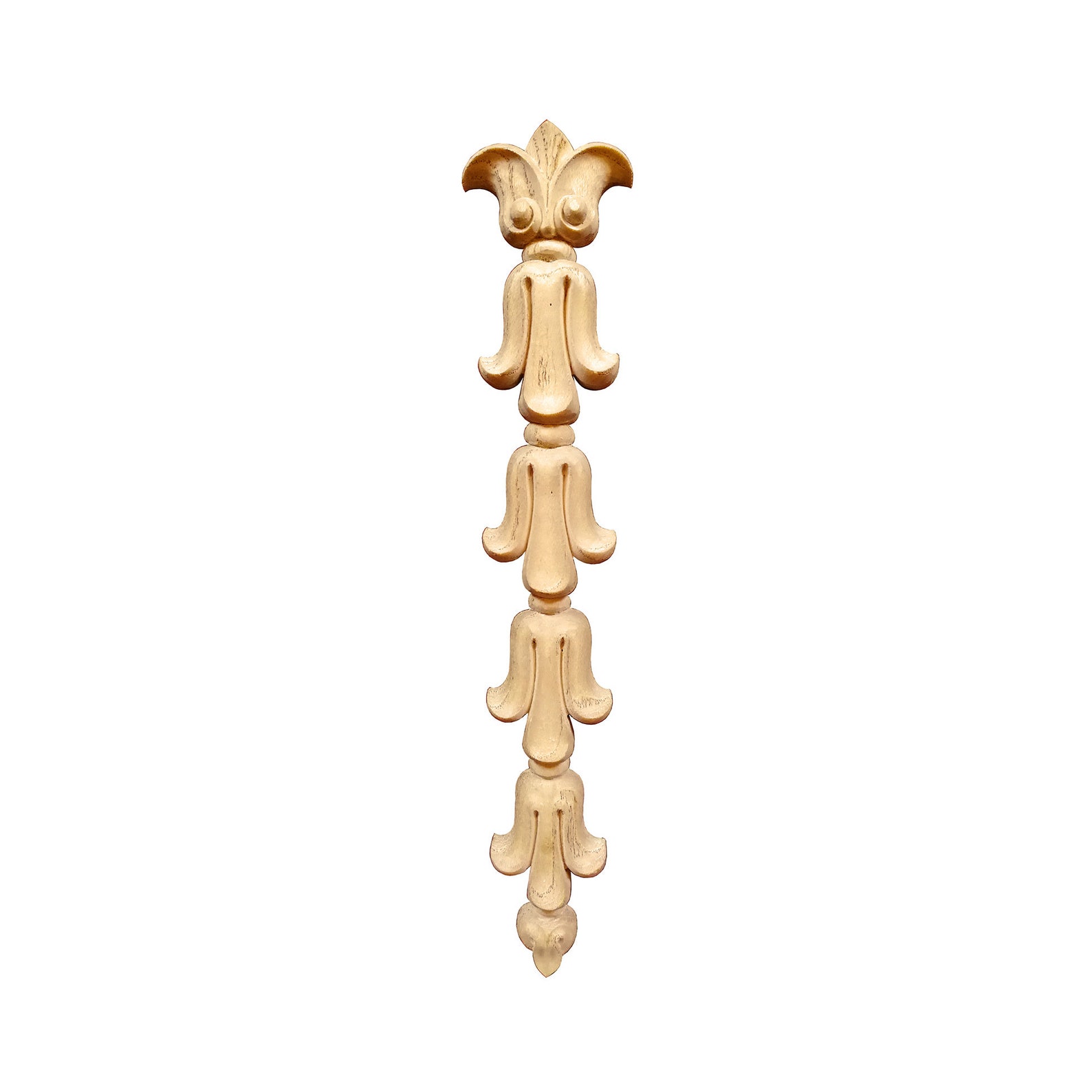 PAIR of Bell Flower Drop Carved Wood Appliques, Furniture Onlays ...