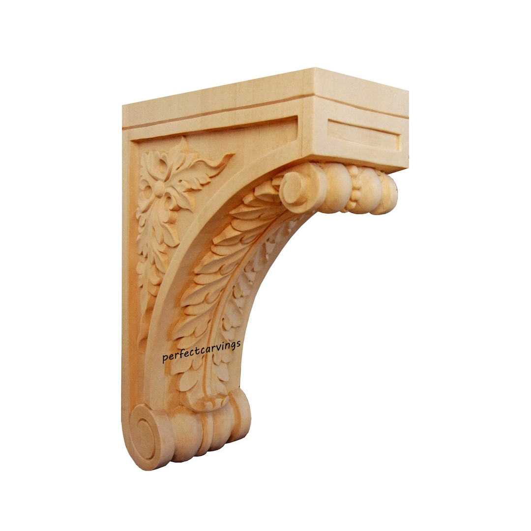 PAIR of Elegant Arch Scroll Carved Wood Bracket Corbels, Available in ...