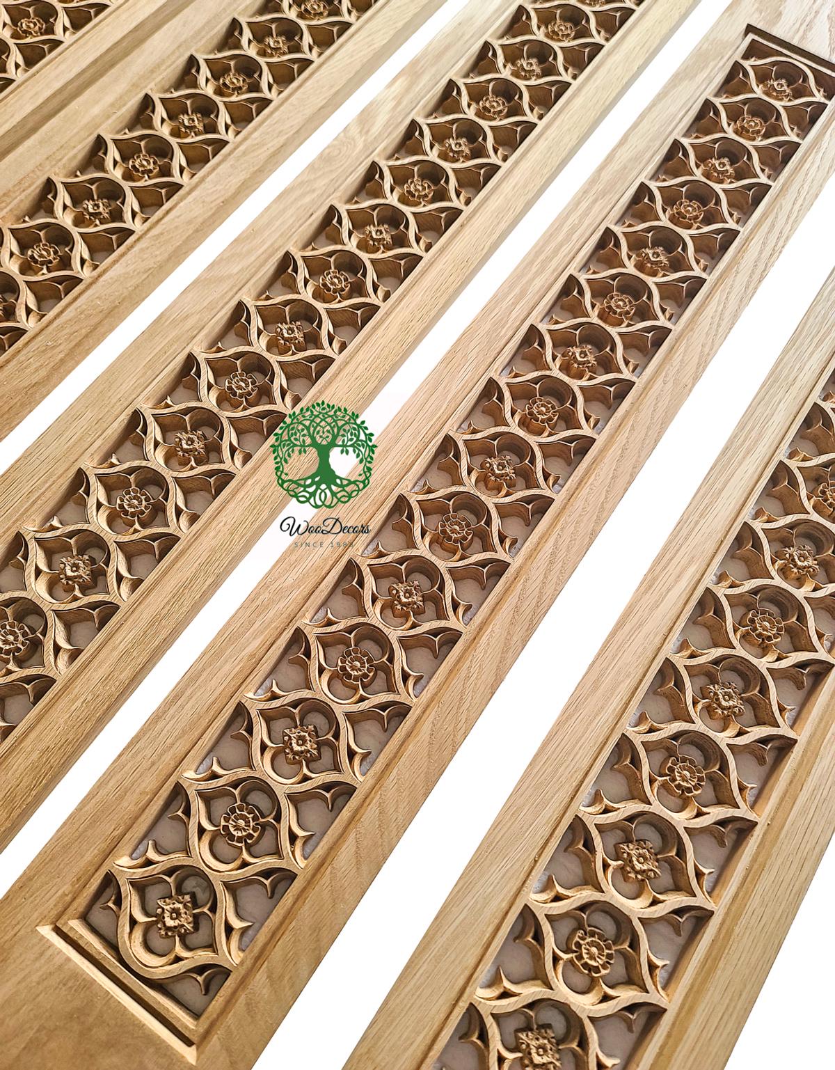 Solid Carved Gothic Style Wood Panel, Gothic Tracery, 30-3/4"wx7"h ...