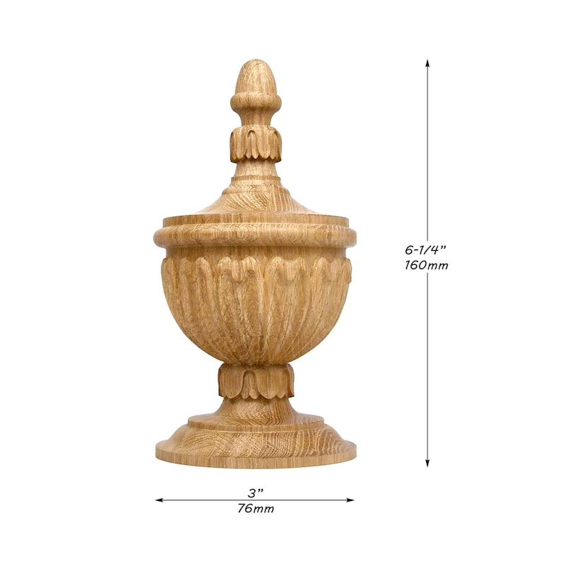 Tongue Leaf Carved Wood Finial for Stair Post, Curtain Rod and Bed Post ...