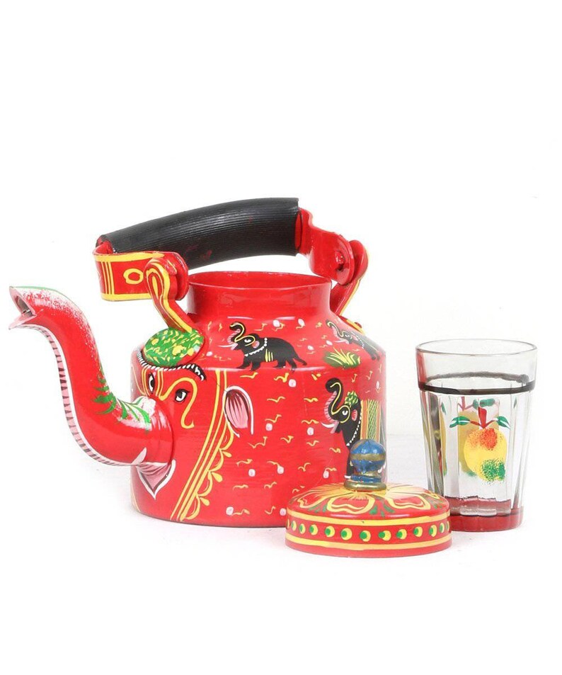 Traditional Hand Painted Tea Kettle Elephant Design Christmas Gift Home ...