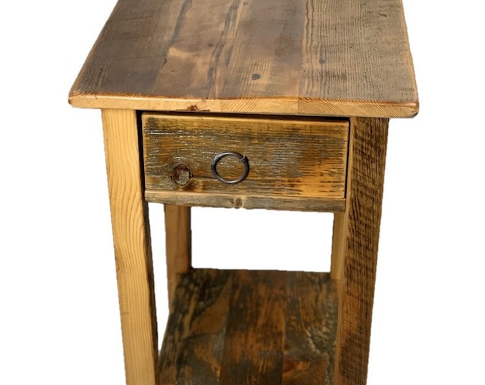 Rustic End Table With Drawer - Etsy