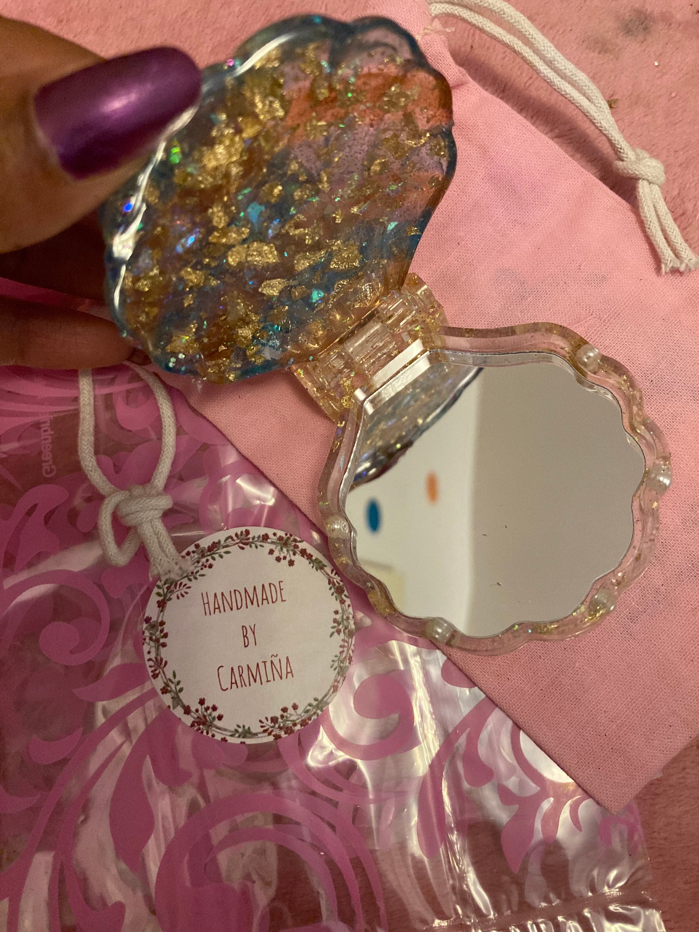 Custom Seashell Pocket Mirror| Beach Theme| Vanity Mirror| Mermaid ...