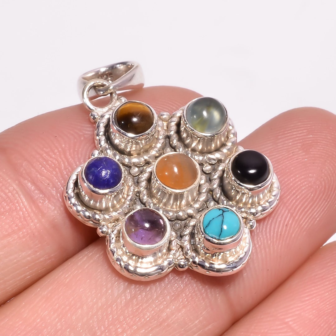 Sterling Silver Seven Chakra Pendant: Handmade Spiritual Jewelry - Etsy