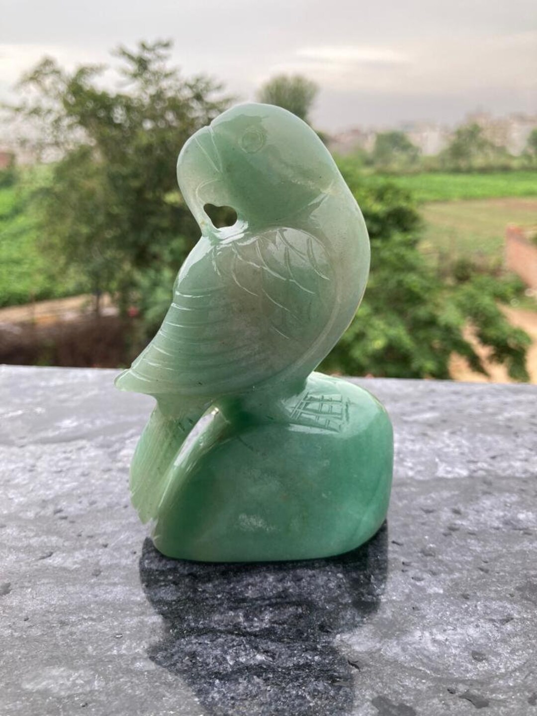 Natural Jade Parrot | Gemstone Bird Carving | Carved Parrot Statue ...