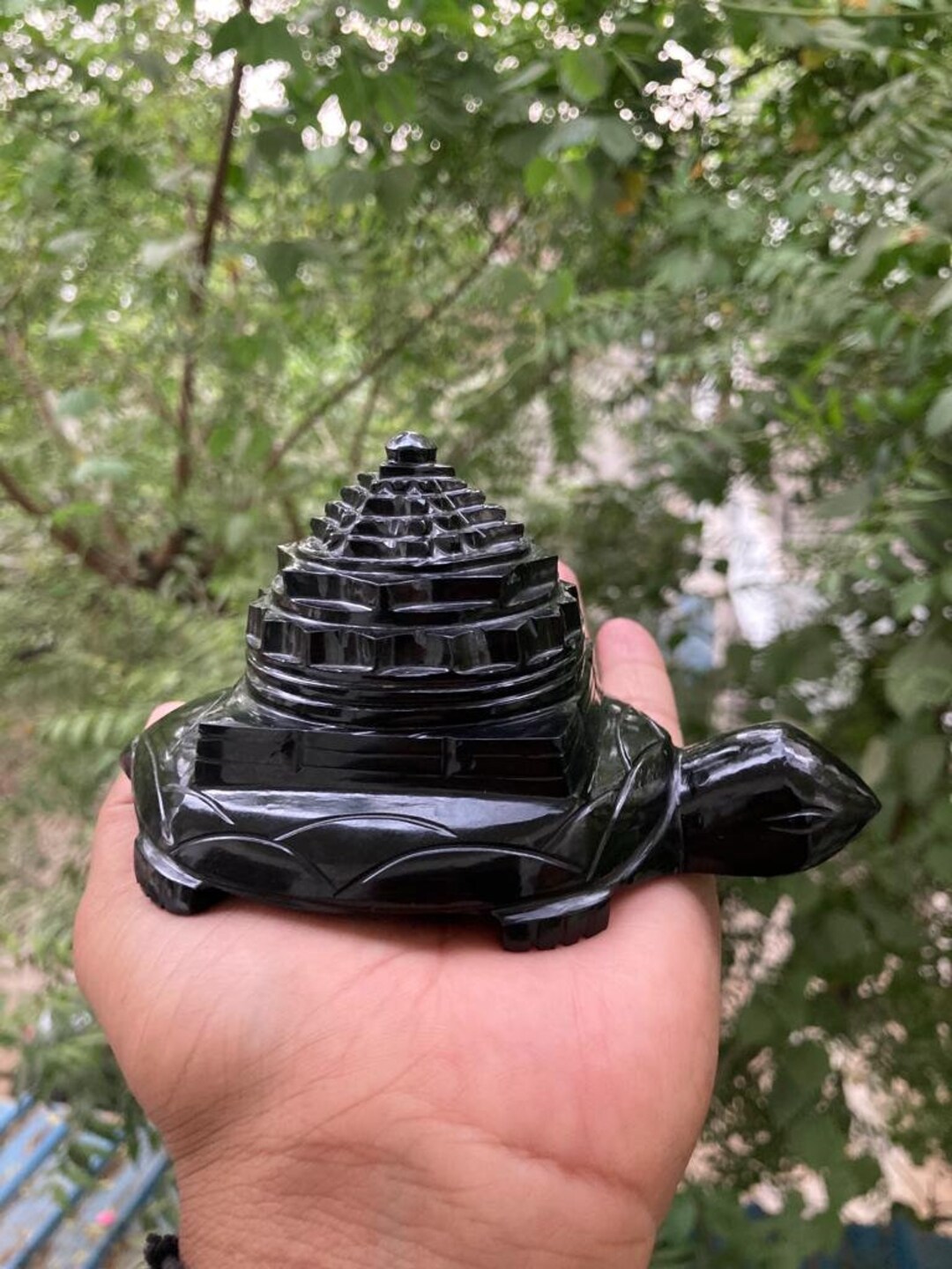 Black Obsidian Tortoise With Shree Yantra Showpiece for Good Luck ...