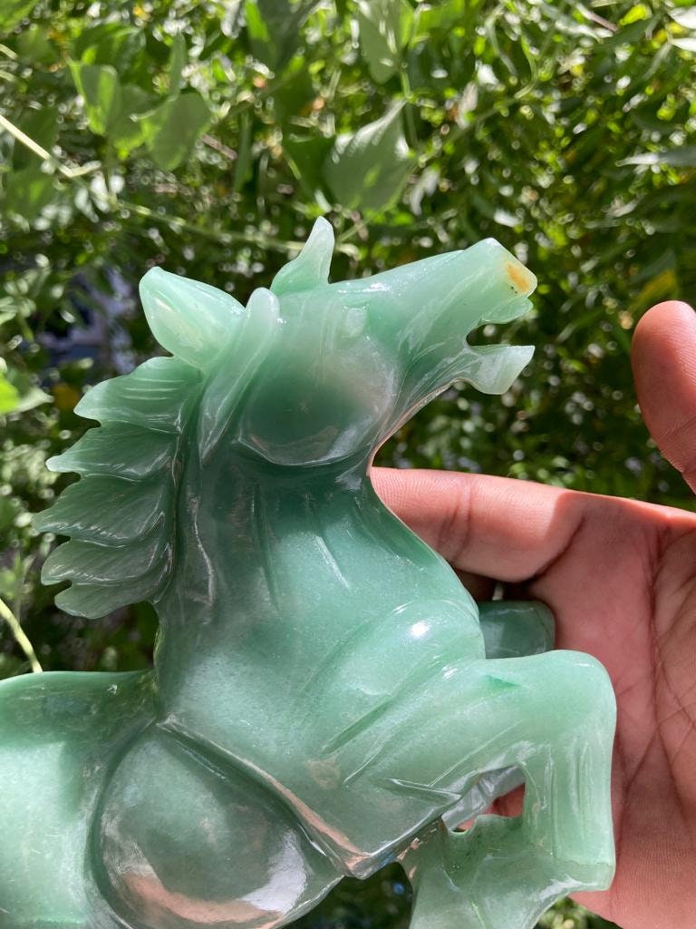 Green Jade Horse Sculpture Natural Australian Jade Carving Home Decor ...