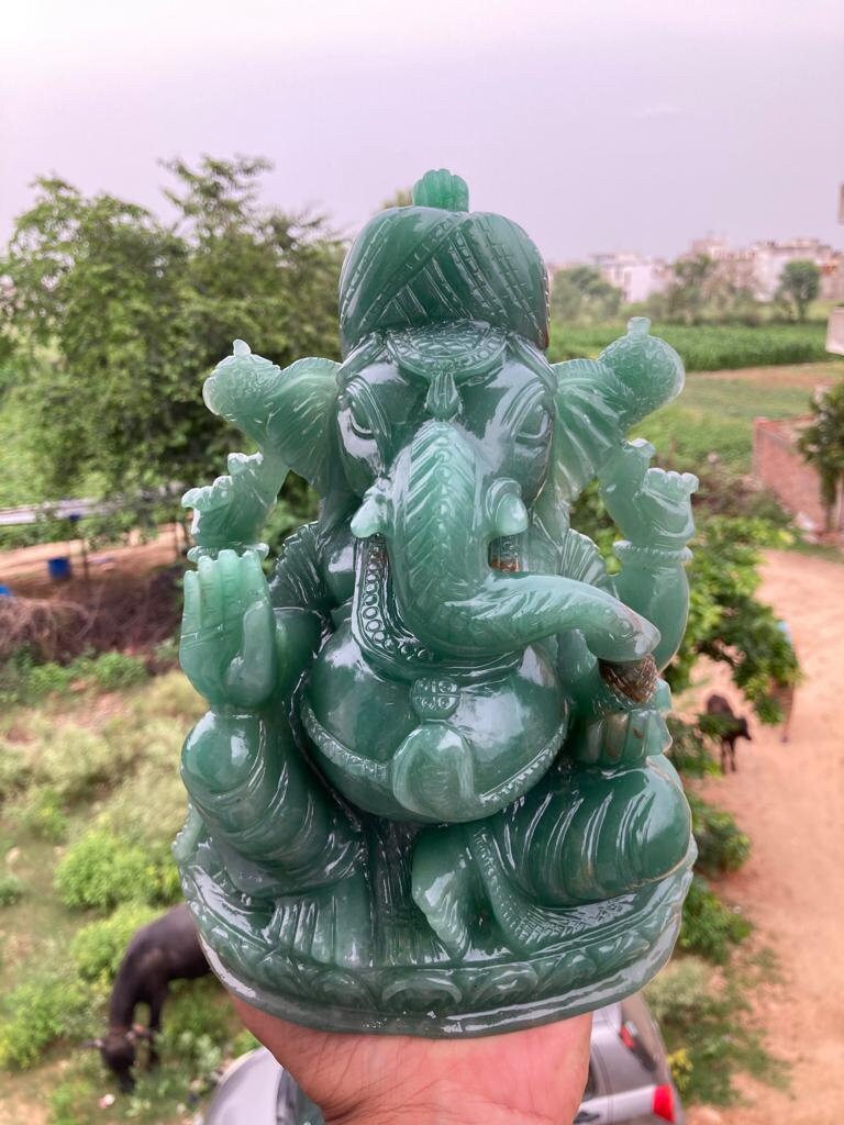 AAA Australian Green Jade Pagdi Ganesh Natural Jade Crystal - Etsy Hong ...