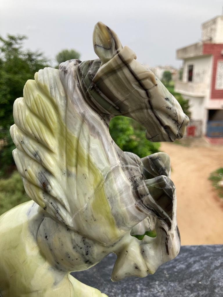 Exquisite Serpentine Crystal Horse Figurine Large Serpentine Stone ...