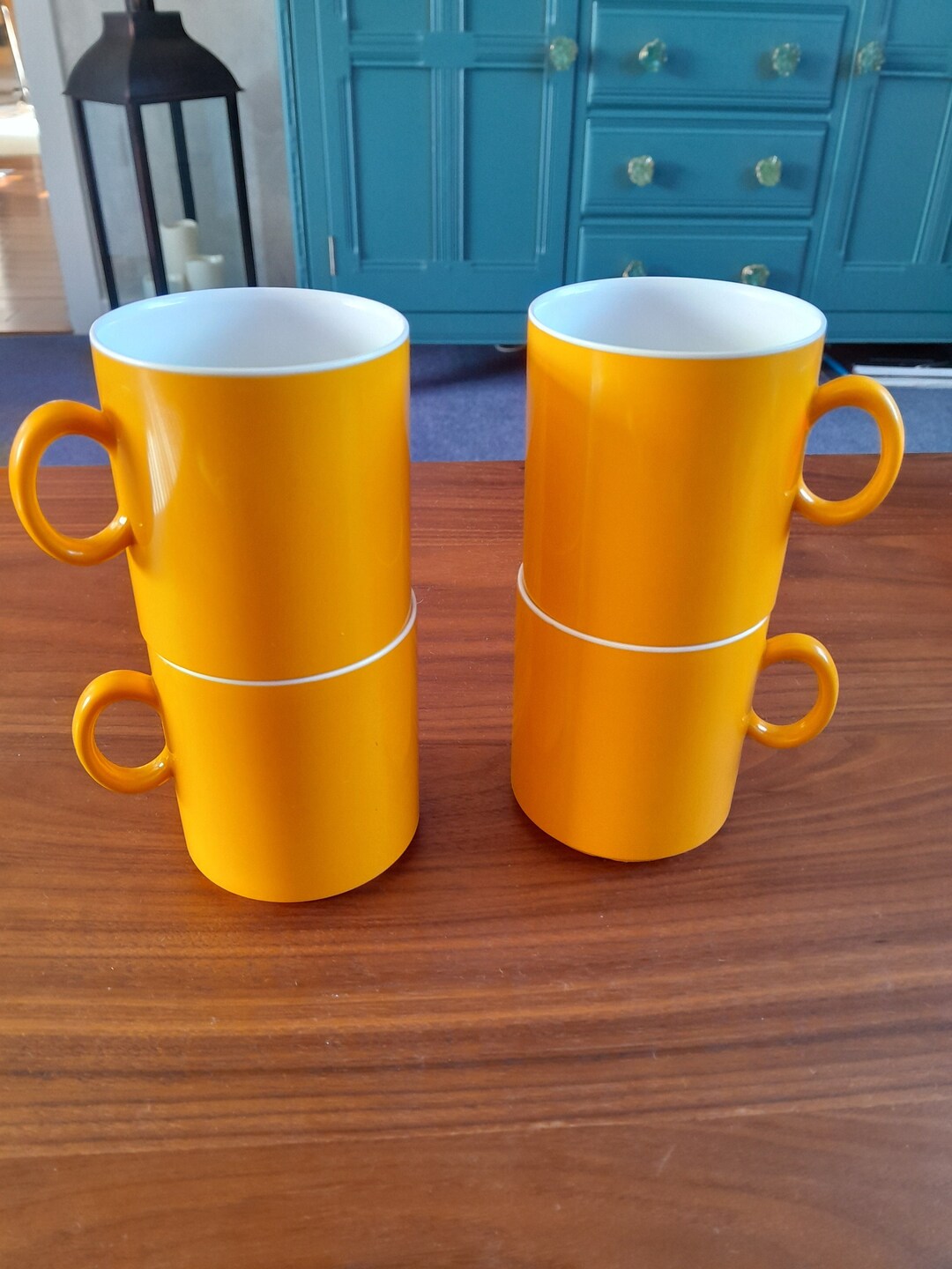 Set of Four Vintage Melaware Mugs. Encore Mugs in Brilliant Yellow. - Etsy