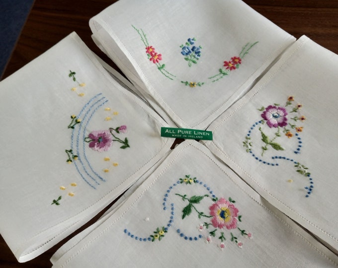Antique Floral Embroidered Handkerchief - Etsy