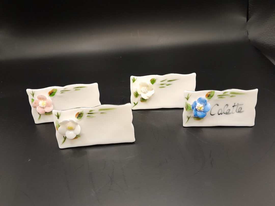 Vintage Porcelain Name Plates, Dining Table Place Settings, Set of 4 ...