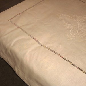 Vintage Irish Linen Coverlet/top Sheet, Hand Embroidered White on White ...