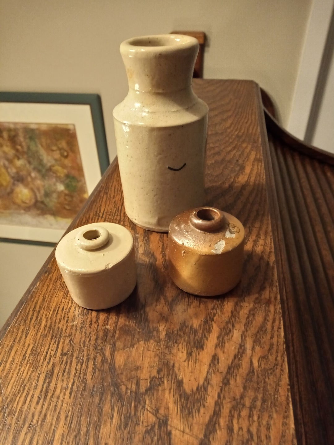 Victorian Stoneware Ink Pots Collection. Master Ink Bottle and Two ...