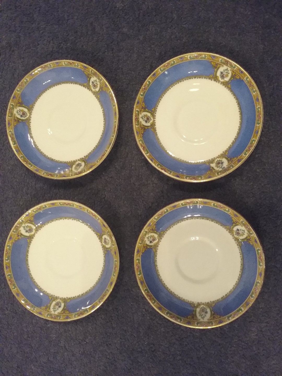 Vintage Grosvenor Bone China for Harrods, Orphan Saucers. Blue Cathay ...