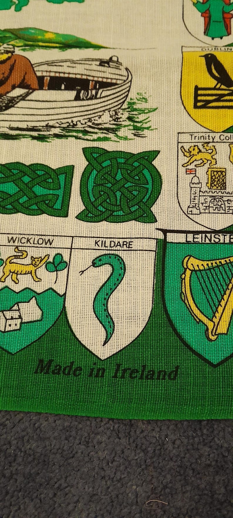 Reserved for Tracie. Irish Linen Tea Towel, Map of Ireland, Fingal ...
