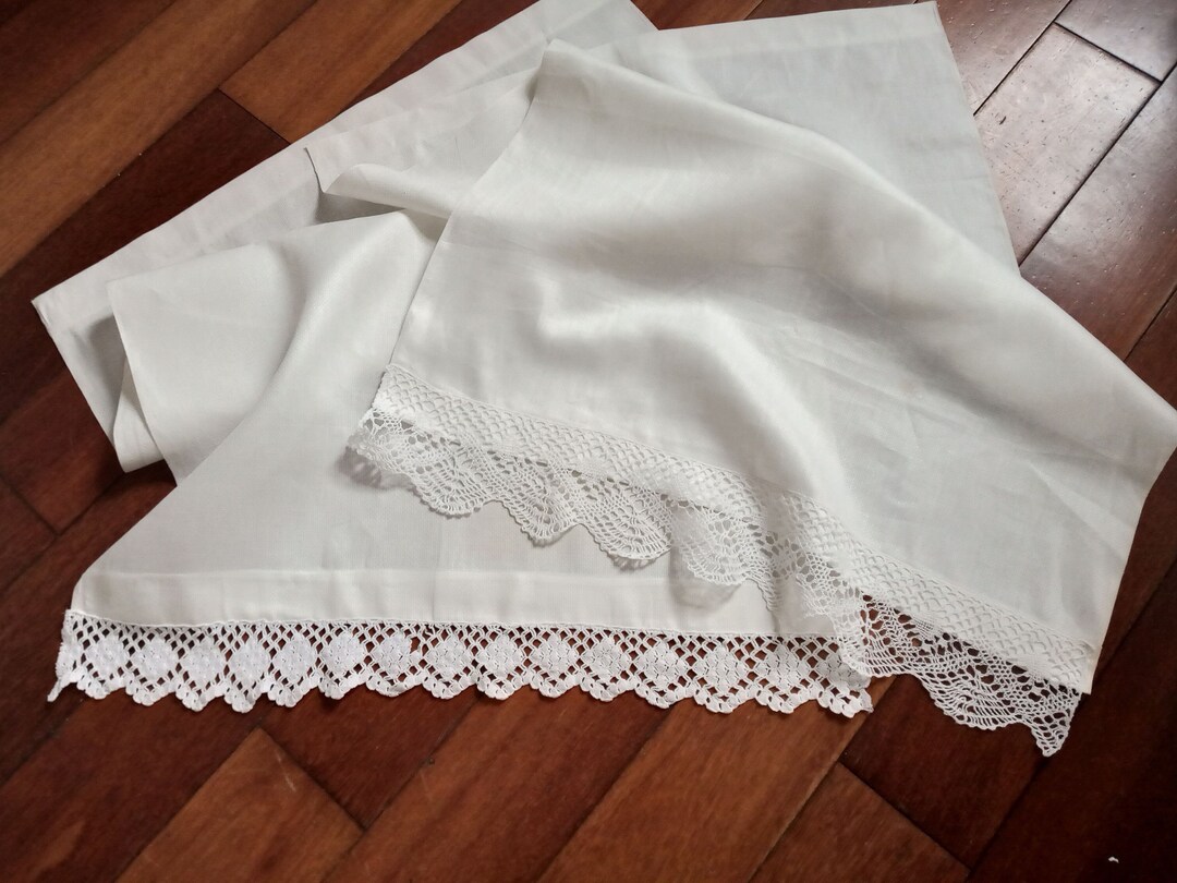 Vintage Irish Linen Huckaback Hand Towel With Hand Made Lace. Unused ...