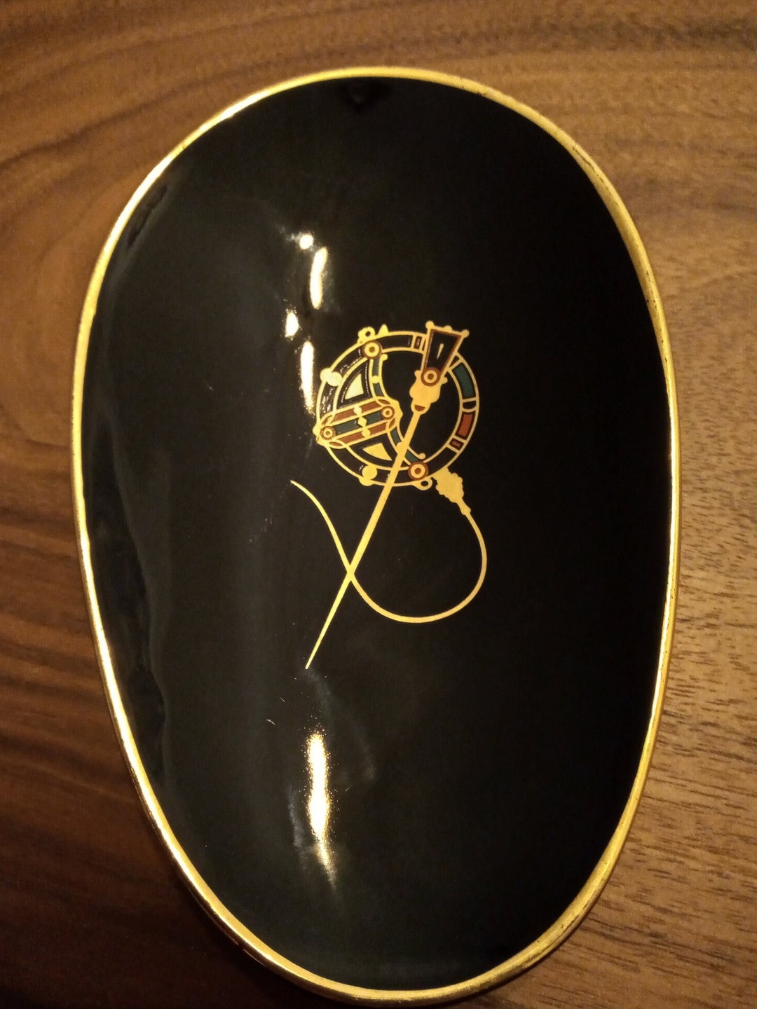 1960s Arklow Black Oval Pin Dish, Tara Brooch Design. (gold Trim ...