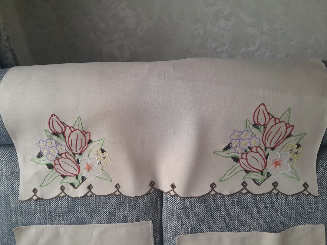 Vintage Irish Linen Antimacassar Chair Back Covers for Settee/sofa and ...
