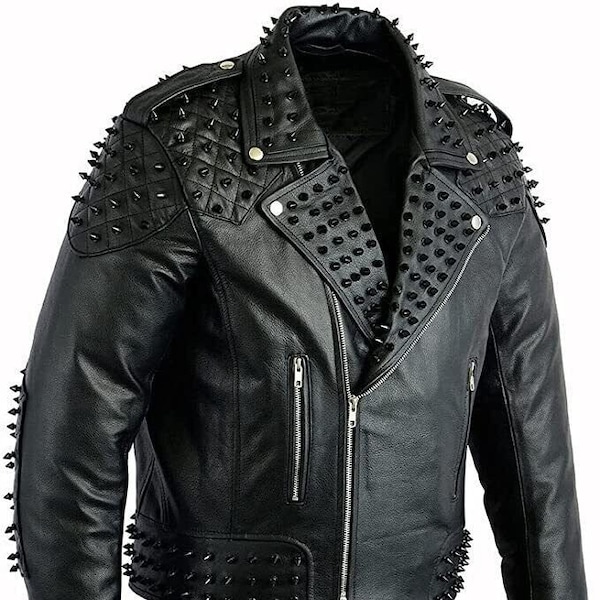 Genuine Black Metal Leather Jacket - Etsy