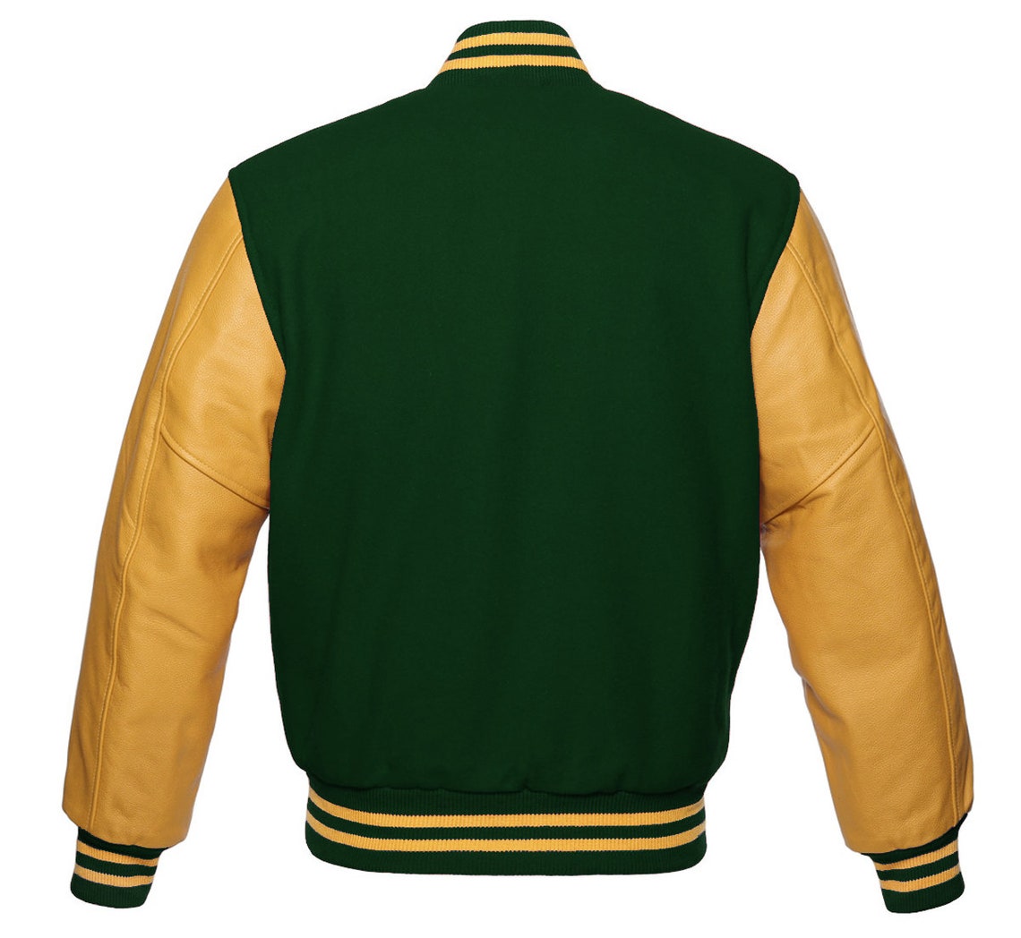 Forest Green Wool Letterman Bomber Varsity Jacket With Gold - Etsy UK