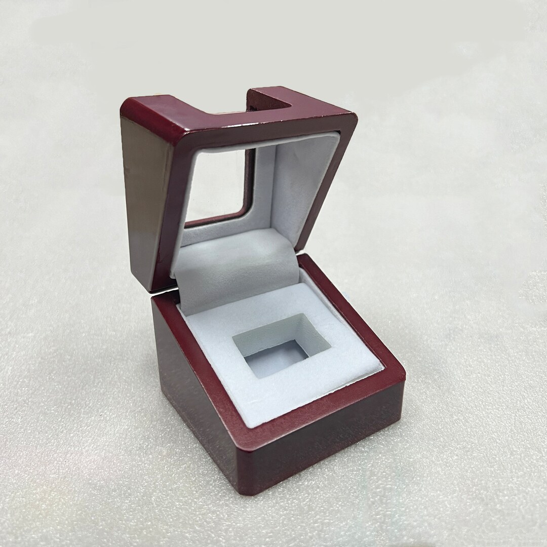 Championship Ring Display Box Wooden Clear Top Ring Holder Clamshell ...