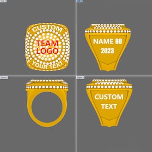 Personalized Championship Ring Custom Logo and Text for Football ...
