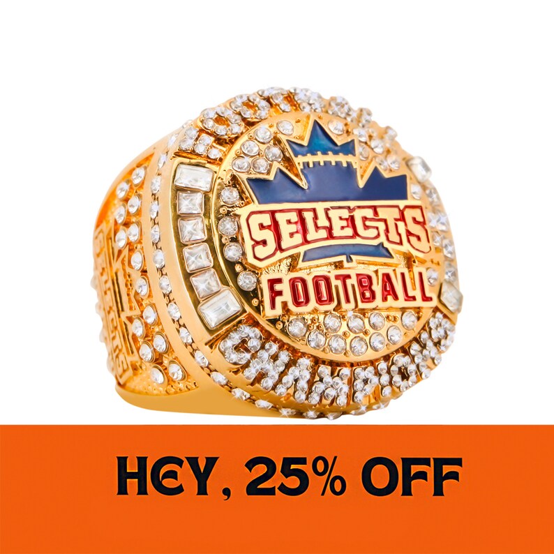 Personalized Championship Ring Custom Logo and Text for Football ...